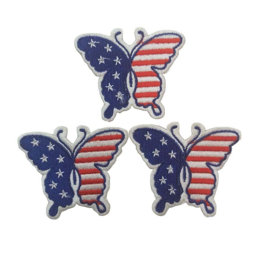 USA AMERICA Country Flag Patch Sets Iron Sew on Plush Embroidered for ...