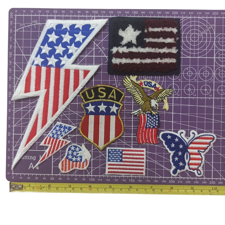 USA AMERICA Country Flag Patch Sets Iron Sew on Plush - Etsy