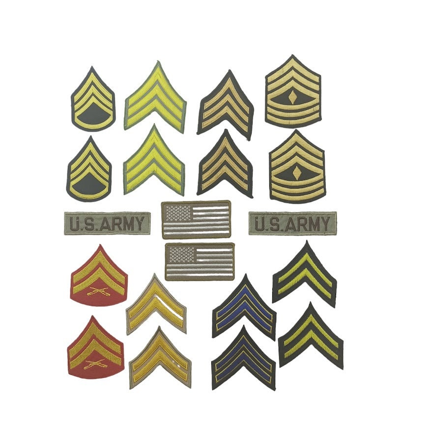 US Army Military Sergeant Corporal Insignia Rank Stripes Patches 2pc ...