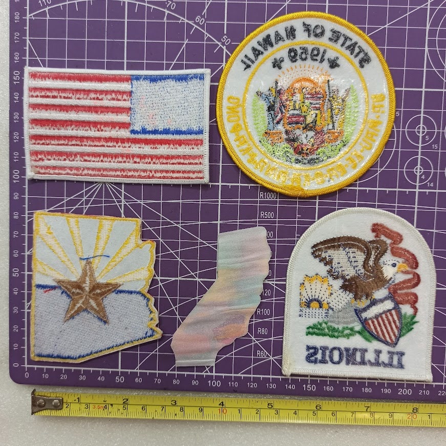 US State Flag 3x2 Hook Loop OR Iron Sew on Patches Embroidered Applique ...