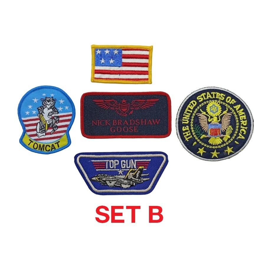 Top Gun Patch Jet Fighter Pilot Maverick Goose Iron Sew on or Hook Loop ...