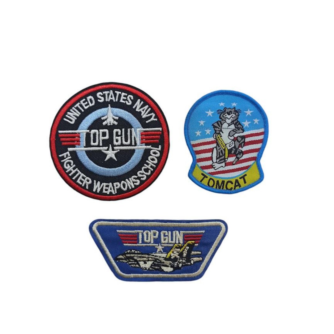 Top Gun Patch Jet Fighter Pilot Maverick Iron or Sew on Embroidered ...