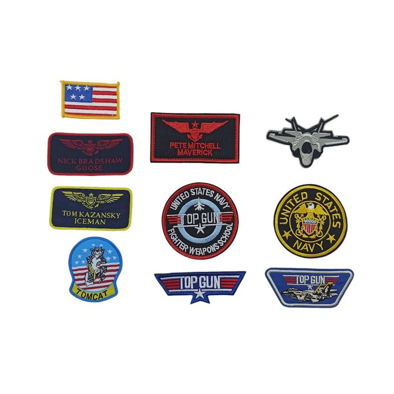 Top Gun Patch Jet Fighter Pilot Maverick Goose Iron Sew on or Hook ...