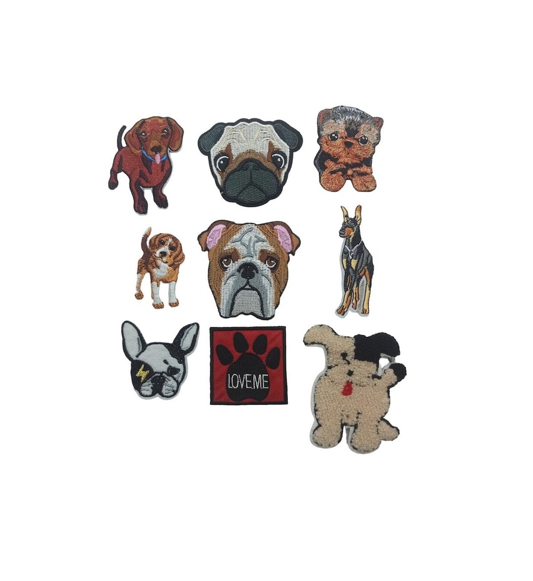Dog Breed Patch Pug Bulldog Frenchie Sausage Weiner Hound Doberman ...