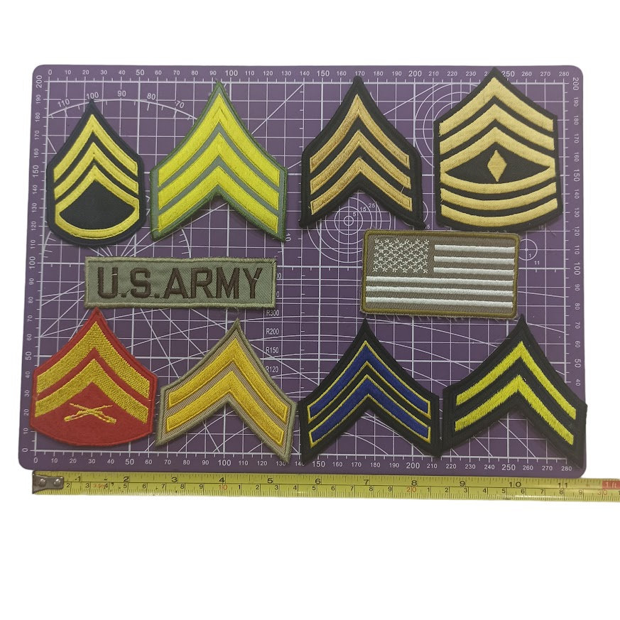 US Army Military Sergeant Corporal Insignia Rank Stripes Patches 2pc ...