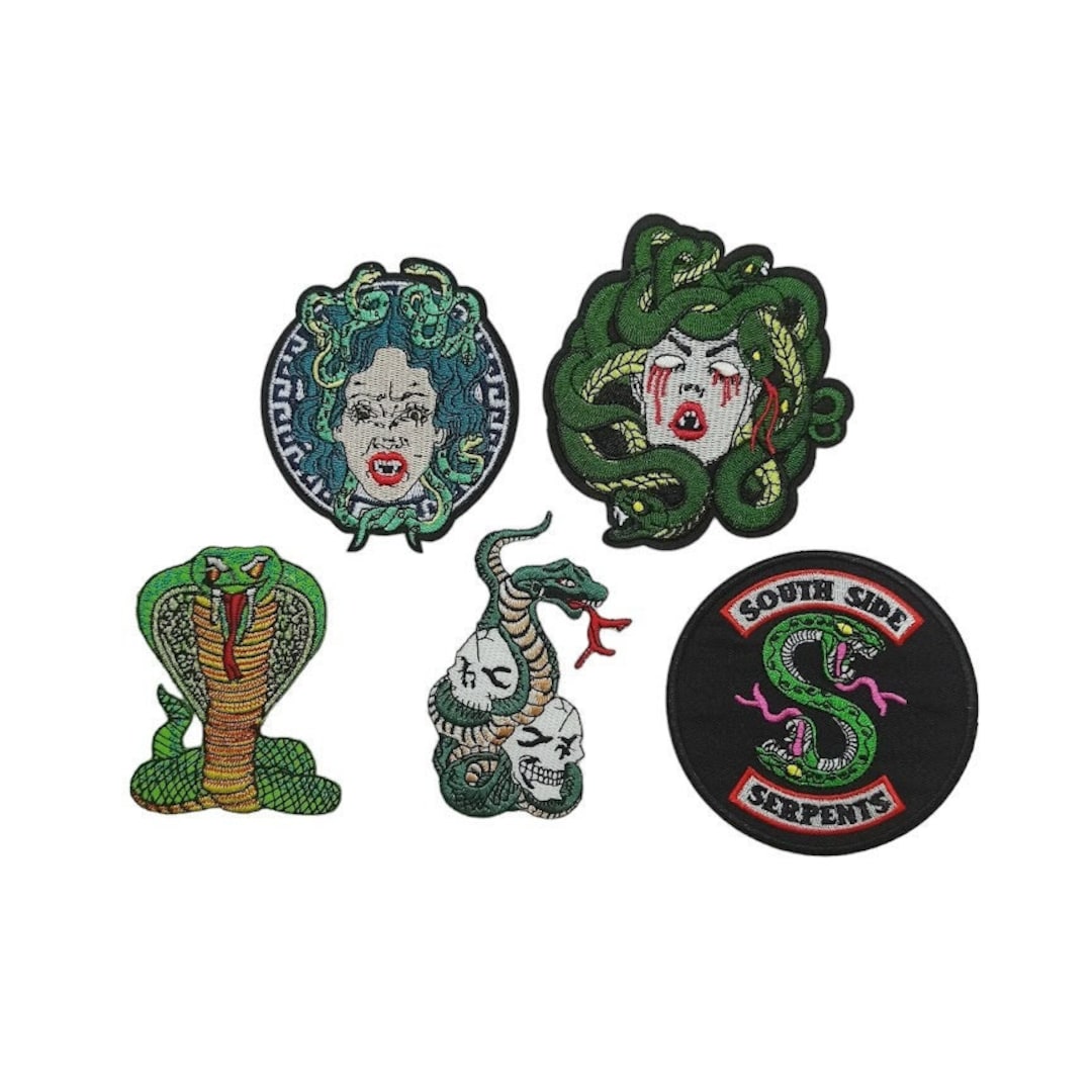 Medusa Head Snakes Serpents Gang Cobra Greek Myths Reptile Patch Iron Sew on Embroidered ...