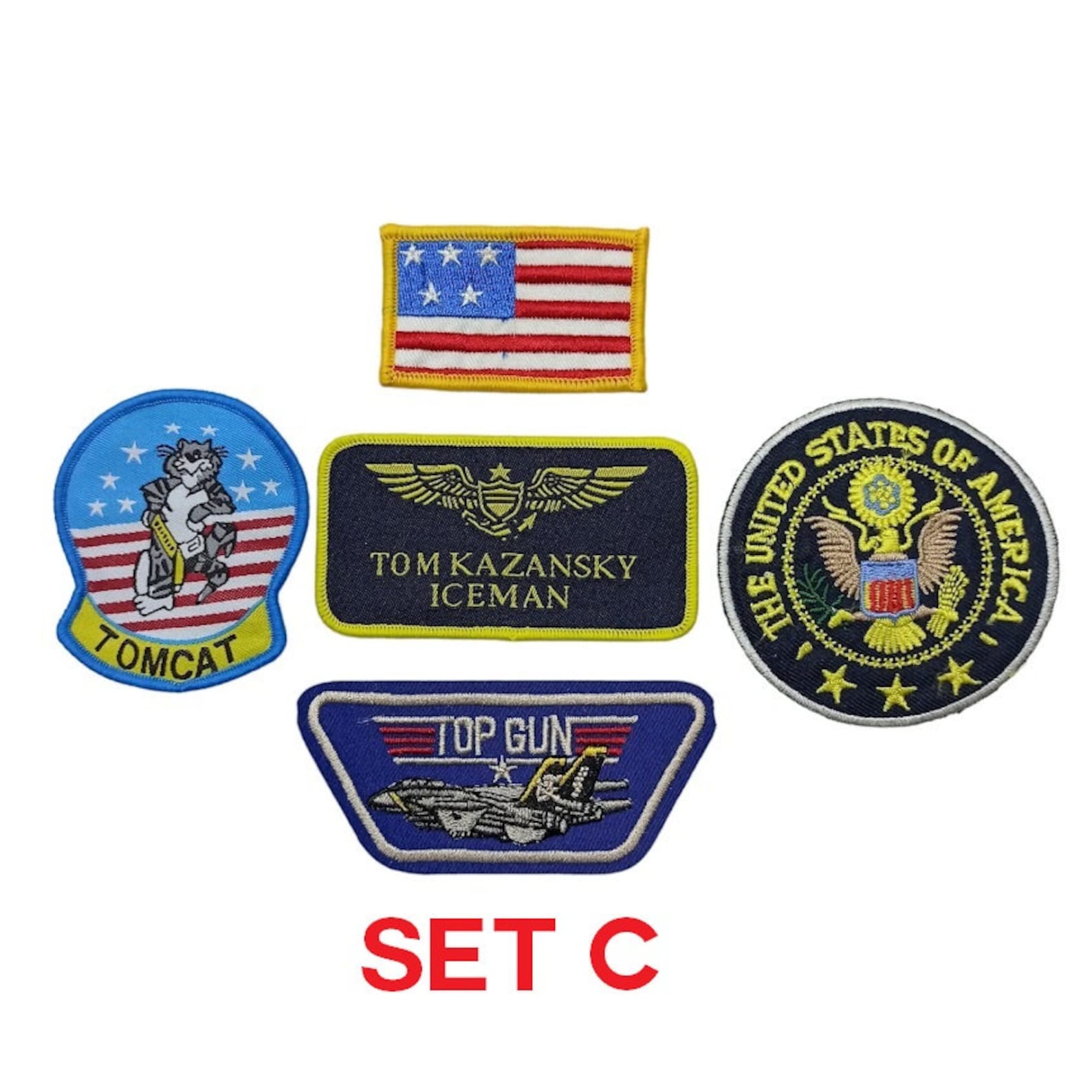 Top Gun Patch Jet Fighter Pilot Maverick Goose Iron Sew on or Hook Loop Embroidered Applique for ...