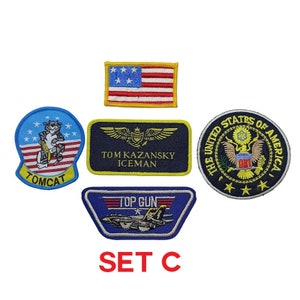 Top Gun Patch Jet Fighter Pilot Maverick Goose Iron Sew on or Hook Loop ...