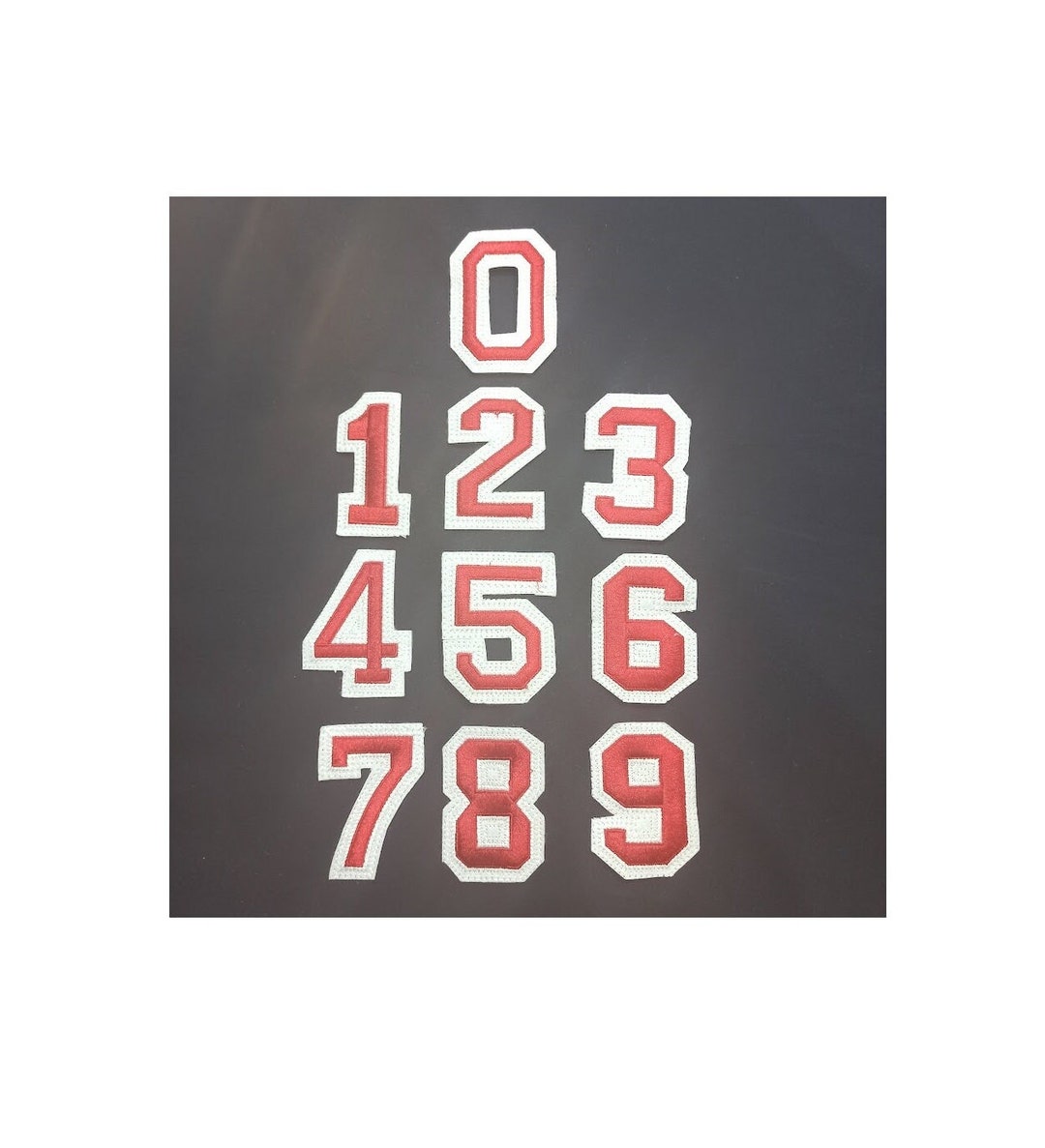 2 Numbers Numerals Digits Nos. 0-9 3" 7.5cm Iron or Sew on Patches Red ...
