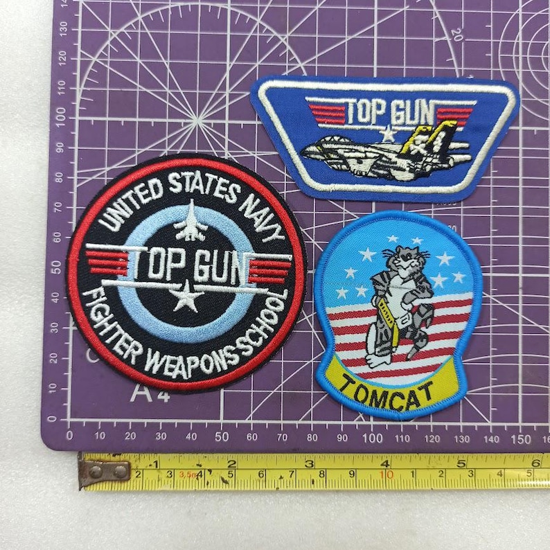 Top Gun Patch Jet Fighter Pilot Maverick Iron or Sew on Embroidered ...