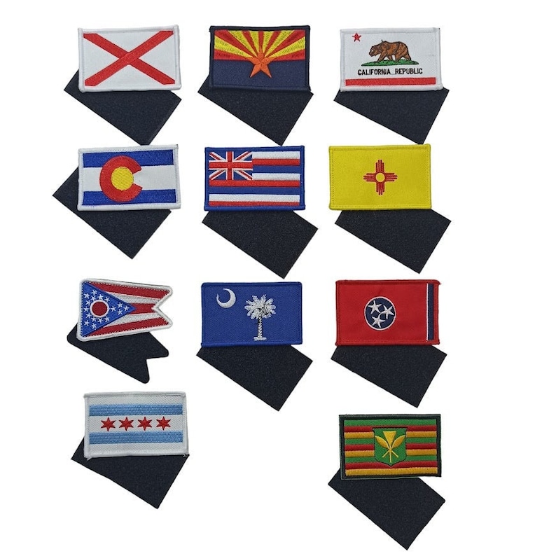 US State Flag 3x2" Hook + Loop OR Iron Sew on Patches Embroidered ...