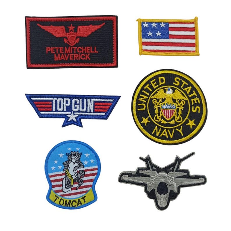 Topgun Patches Top Gun Patch Jet Fighter Pilot Maverick Goose Iron Sew ...