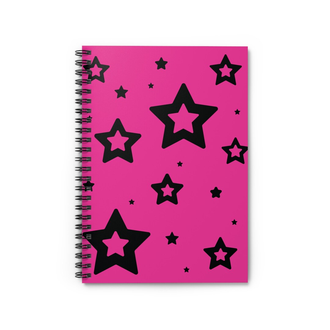 90s Inspired Star Spiral Notebook black-pink Ruled Line - Etsy
