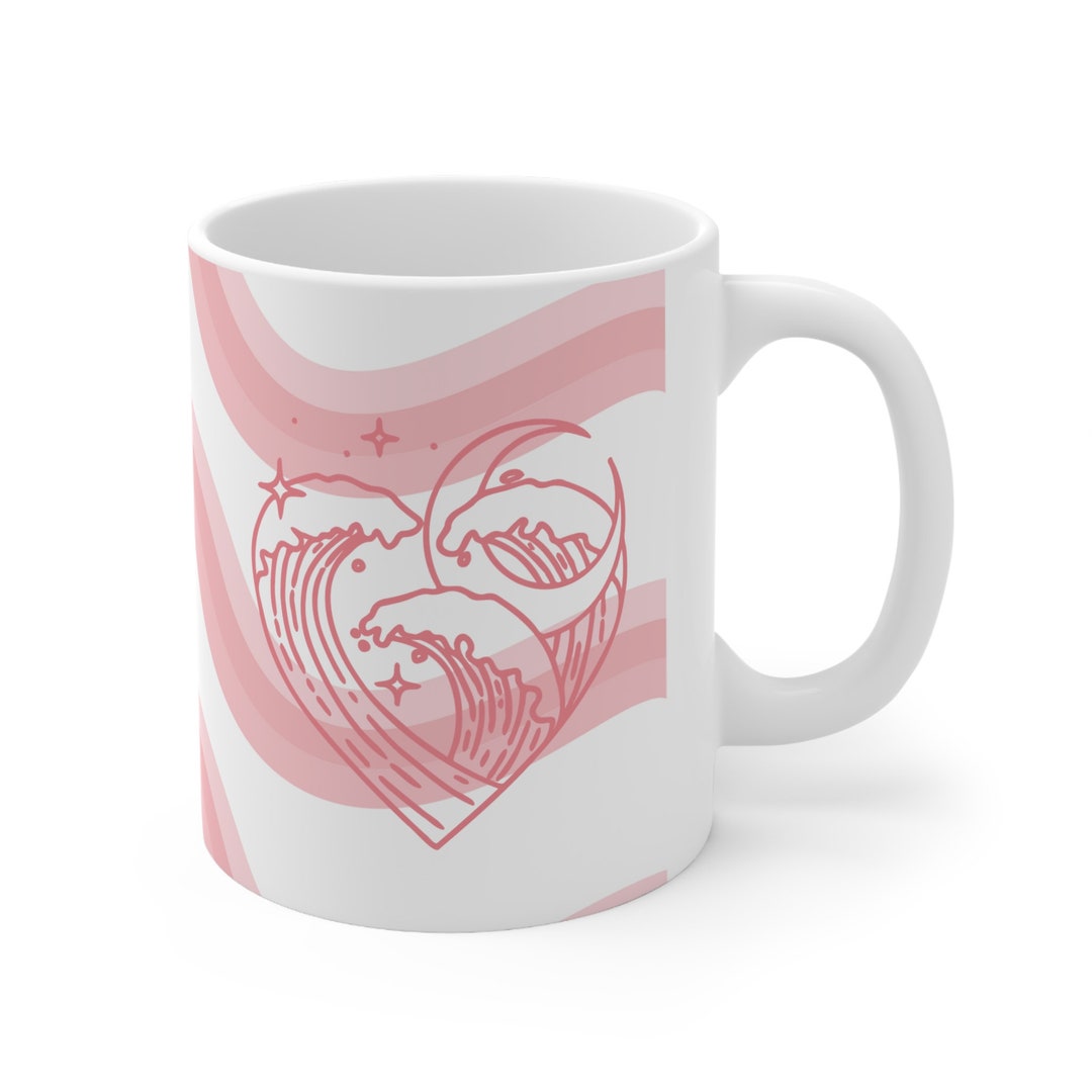 Outrigger Canoe Heart Waves Ocean Surf Valentine's Mug Ceramic Mug 11oz ...