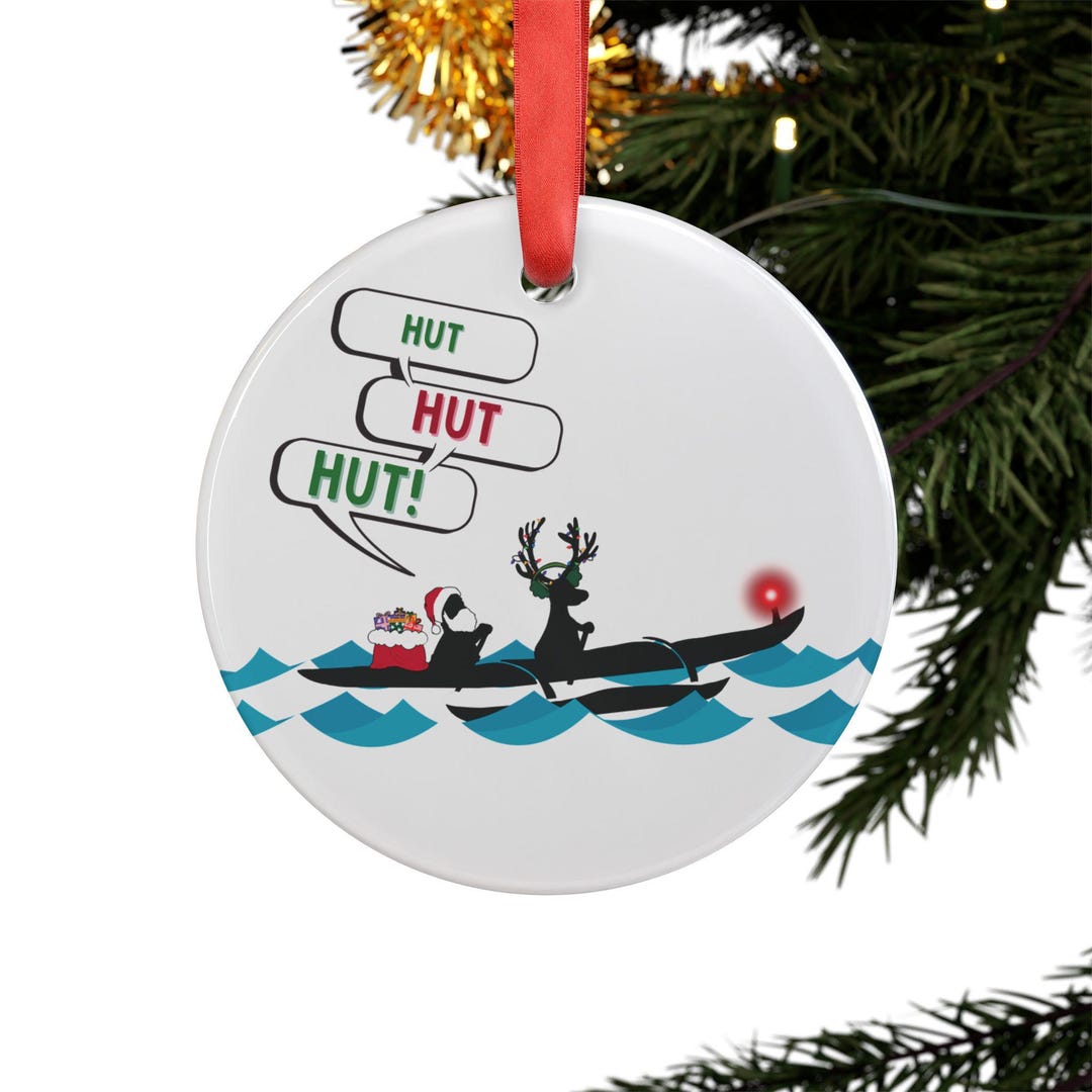 Outrigger Canoe Cartoon Christmas Acrylic Ornament, Featuring Santa ...