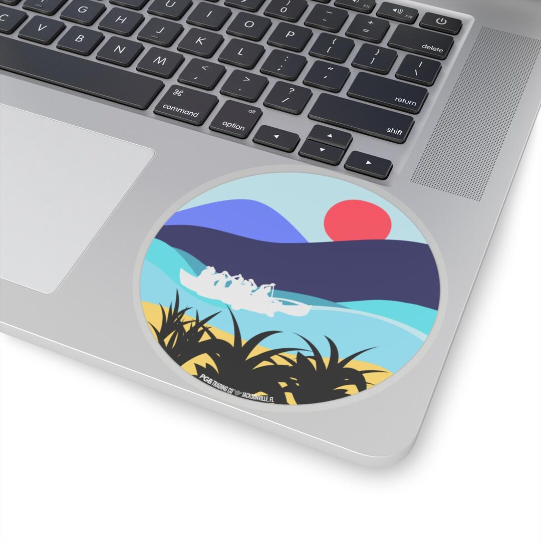 Clear/white Bold Graphic Sticker, Outrigger Canoe Design, Outdoor ...