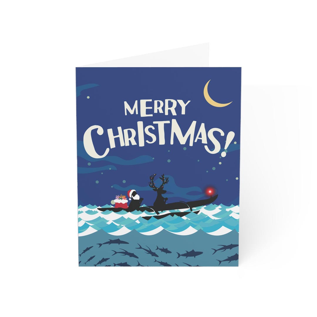 Outrigger Canoe OC2 Santa and Reindeer Christmas Greeting Cards Merry ...
