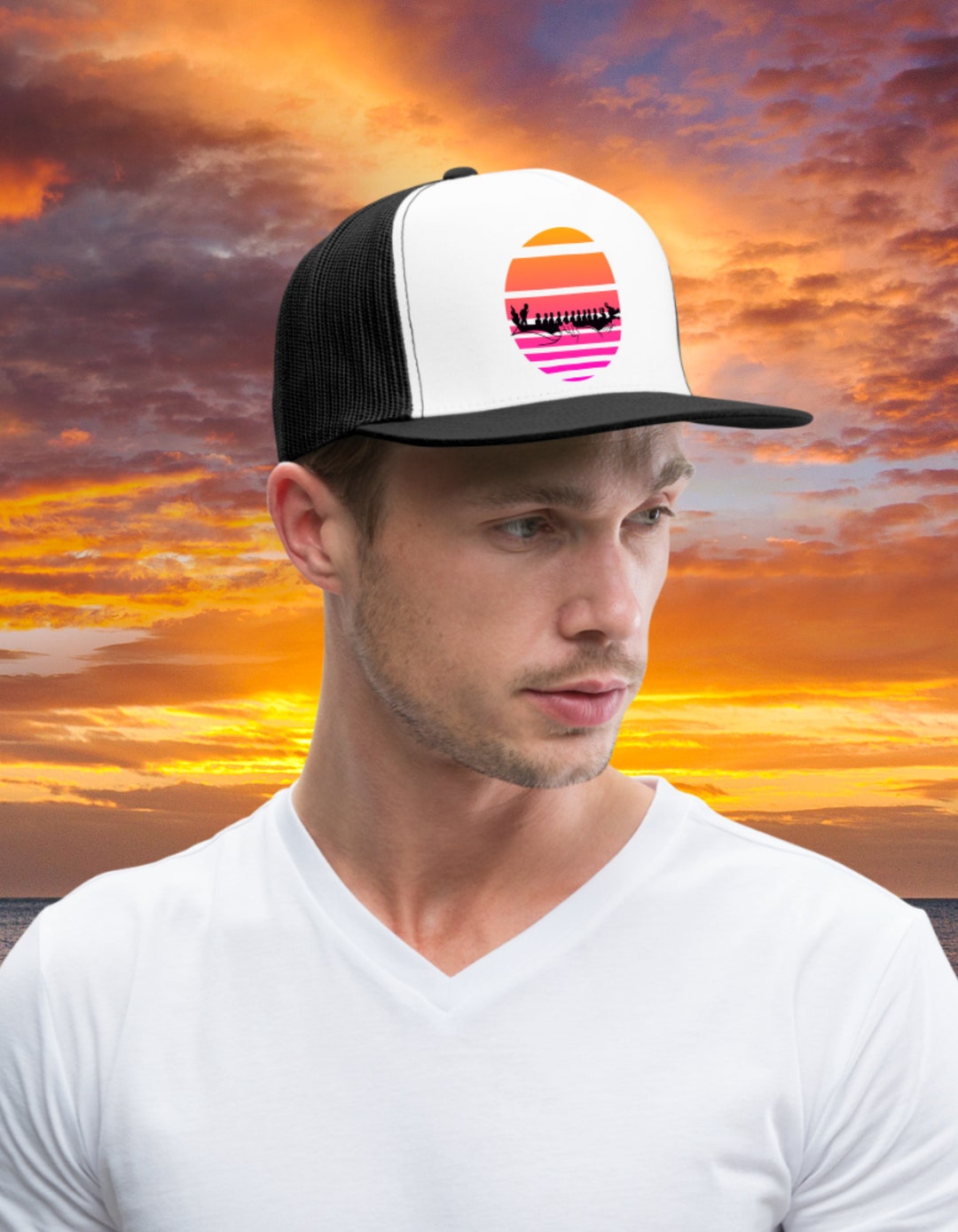 Dragon Boat Outrigger Canoe OC6 Sunset Foam Trucker Hat - Etsy