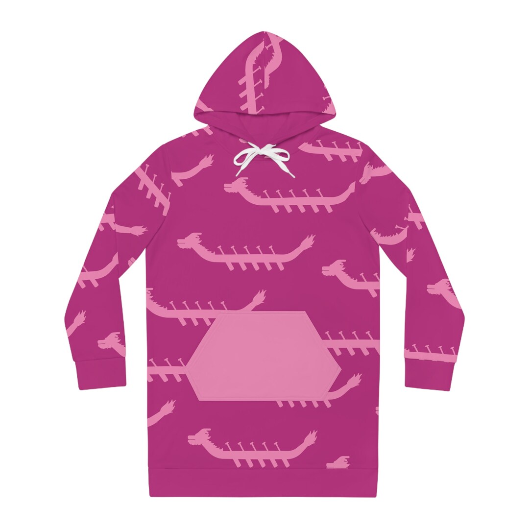 Pink Dragon Boat Print Women's Hoodie Dress, for Breast Cancer ...
