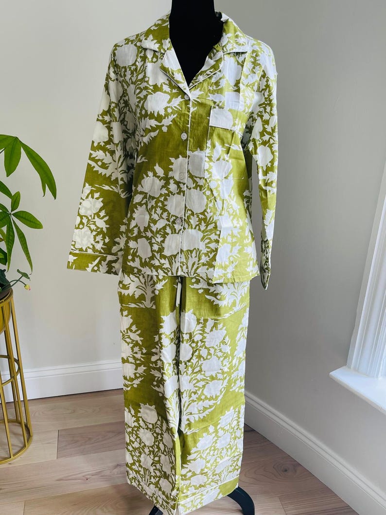 Hand Block Print Cotton Pajama Set: Jaipuri Floral Loungewear - Etsy