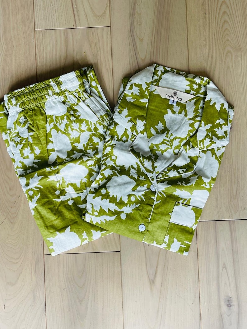Hand Block Print Cotton Pajama Set: Jaipuri Floral Loungewear - Etsy