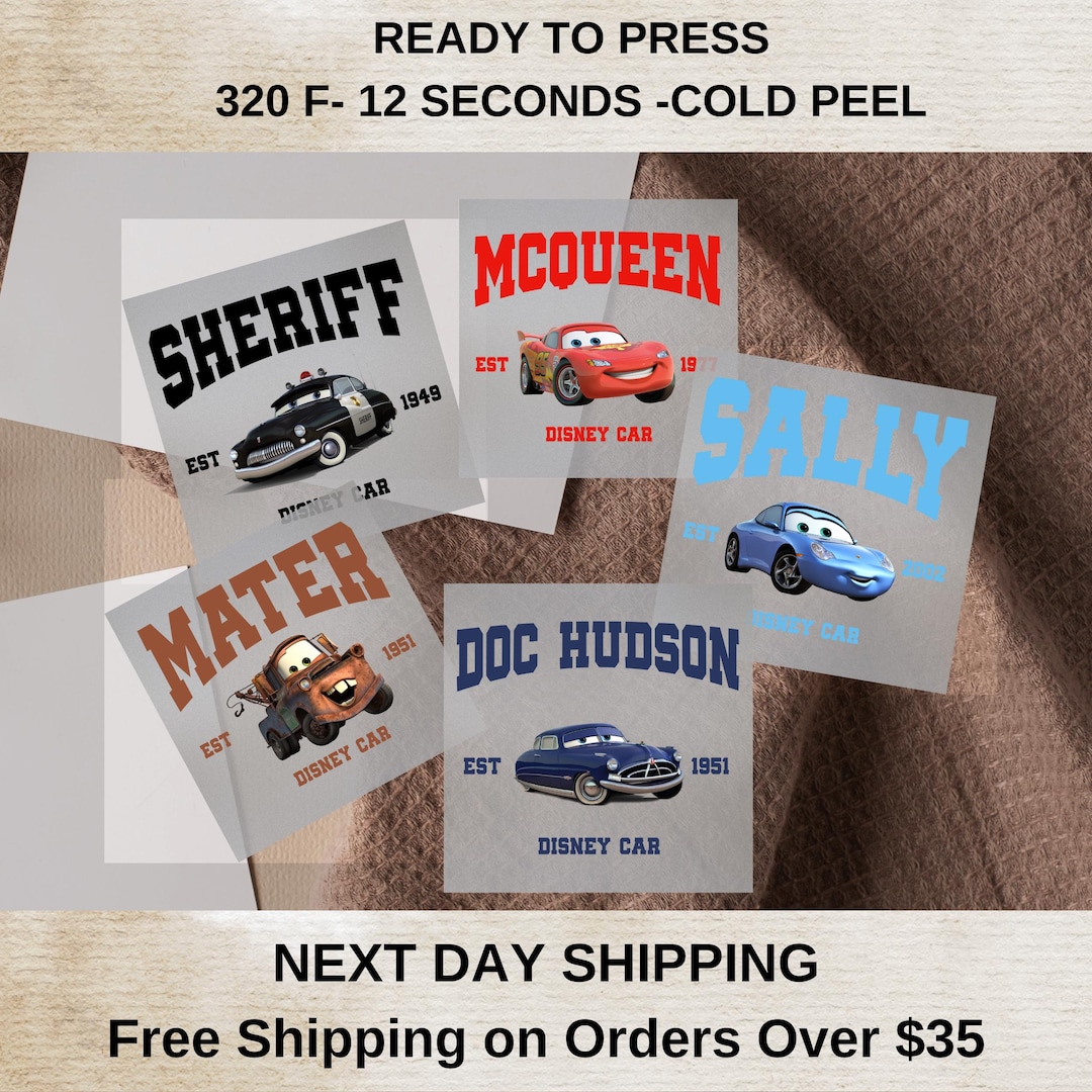 Cars DTF Transfers, Cars Movie Heat Transfer, Disney Ready to Press ...