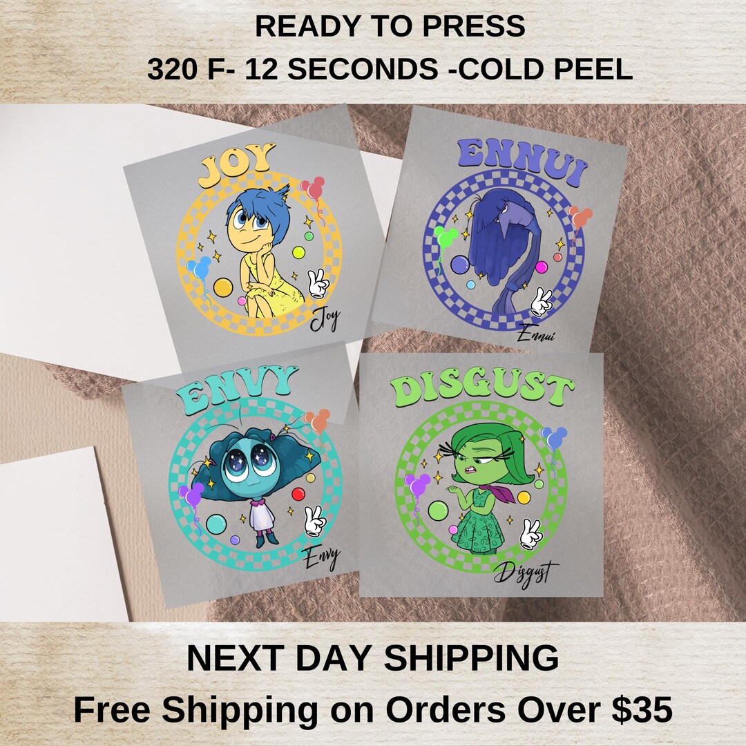 Inside Out Joy Ennui Envy Dtf, Inside Out Dtf, Inside Out 2 Dtf, Disney ...