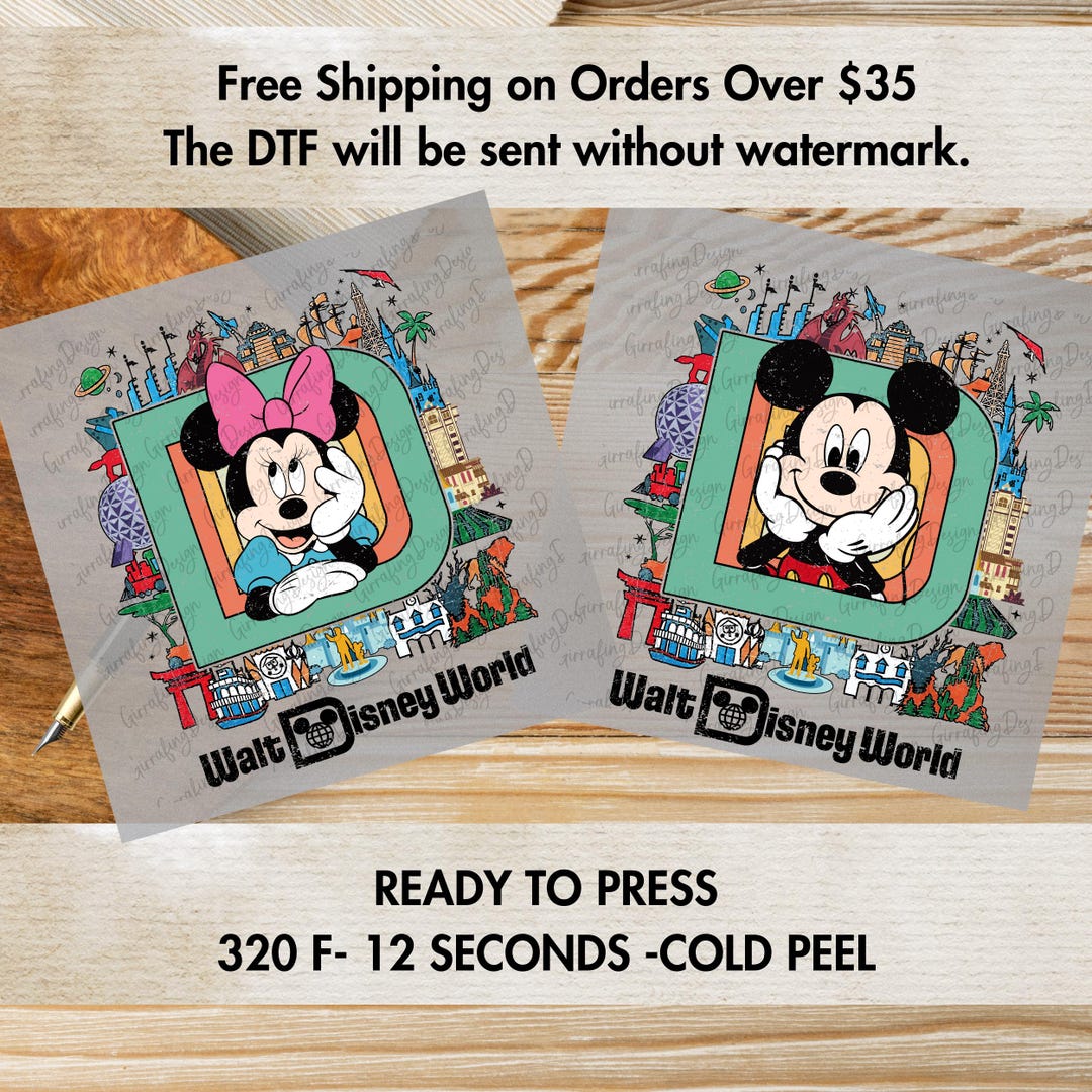 Walt Disney World DTF Transfer, Retro Minnie Mickey Dtf, Disney Image ...