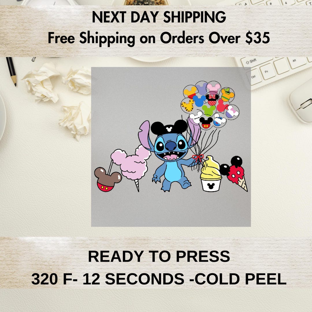Stitch DTF Transfer, Disney Stitch Heat Press, Ready to Press DTF, 2024 Stitch Design, Disney ...