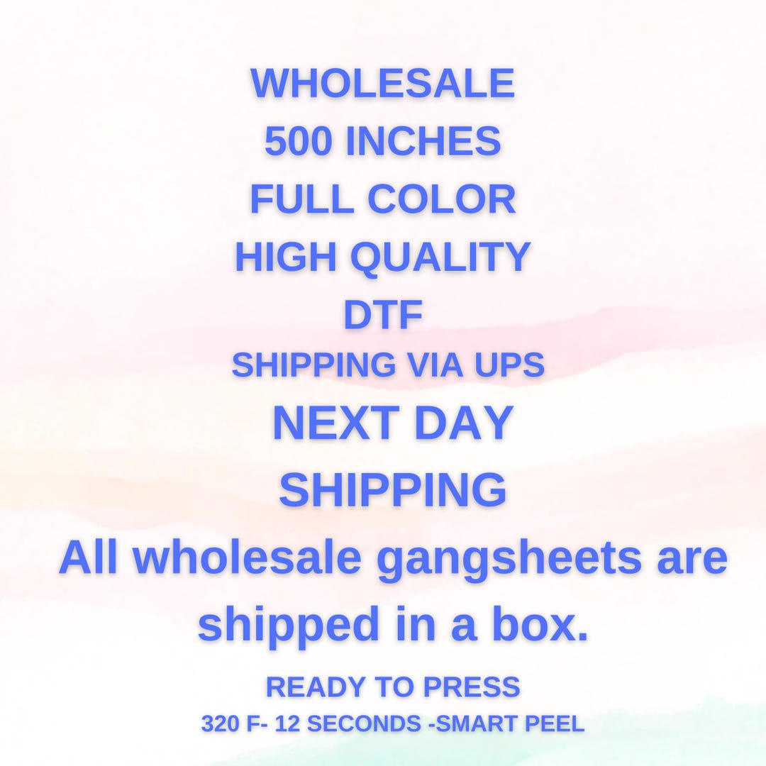 Wholesale 500 Inches Gang Sheet DTF Transfer, 500 Inches Full Color DTF ...