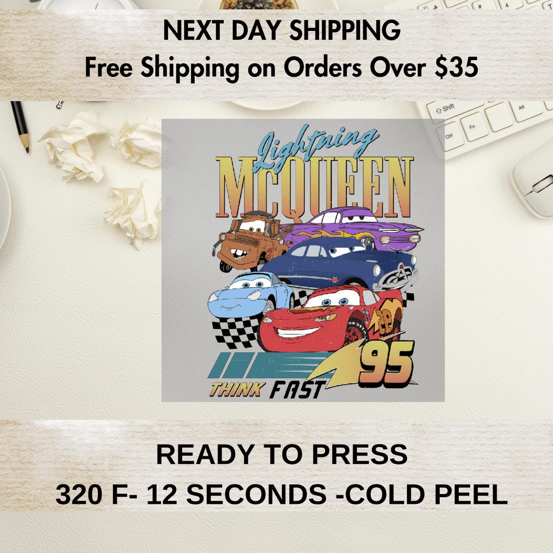 Cars DTF Transfers, Cars Movie Heat Transfer, Disney Ready to Press ...