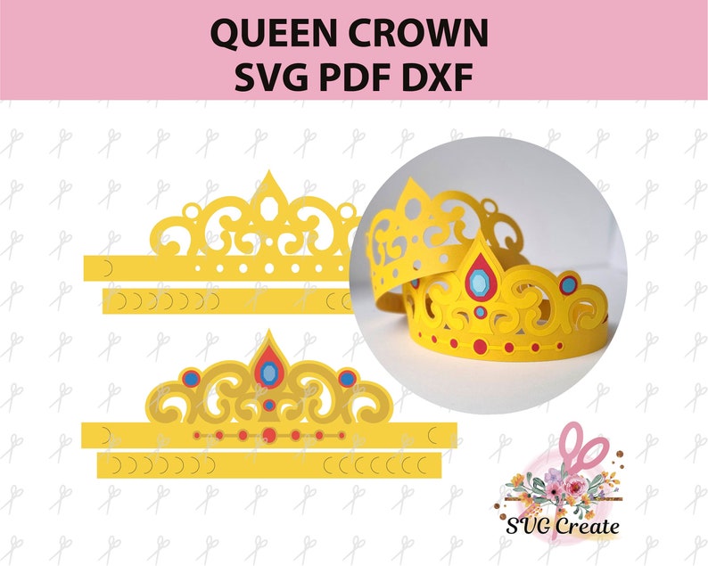 Queen Crown Svg, King Pdf Template, Paper Birthday Hat - Etsy