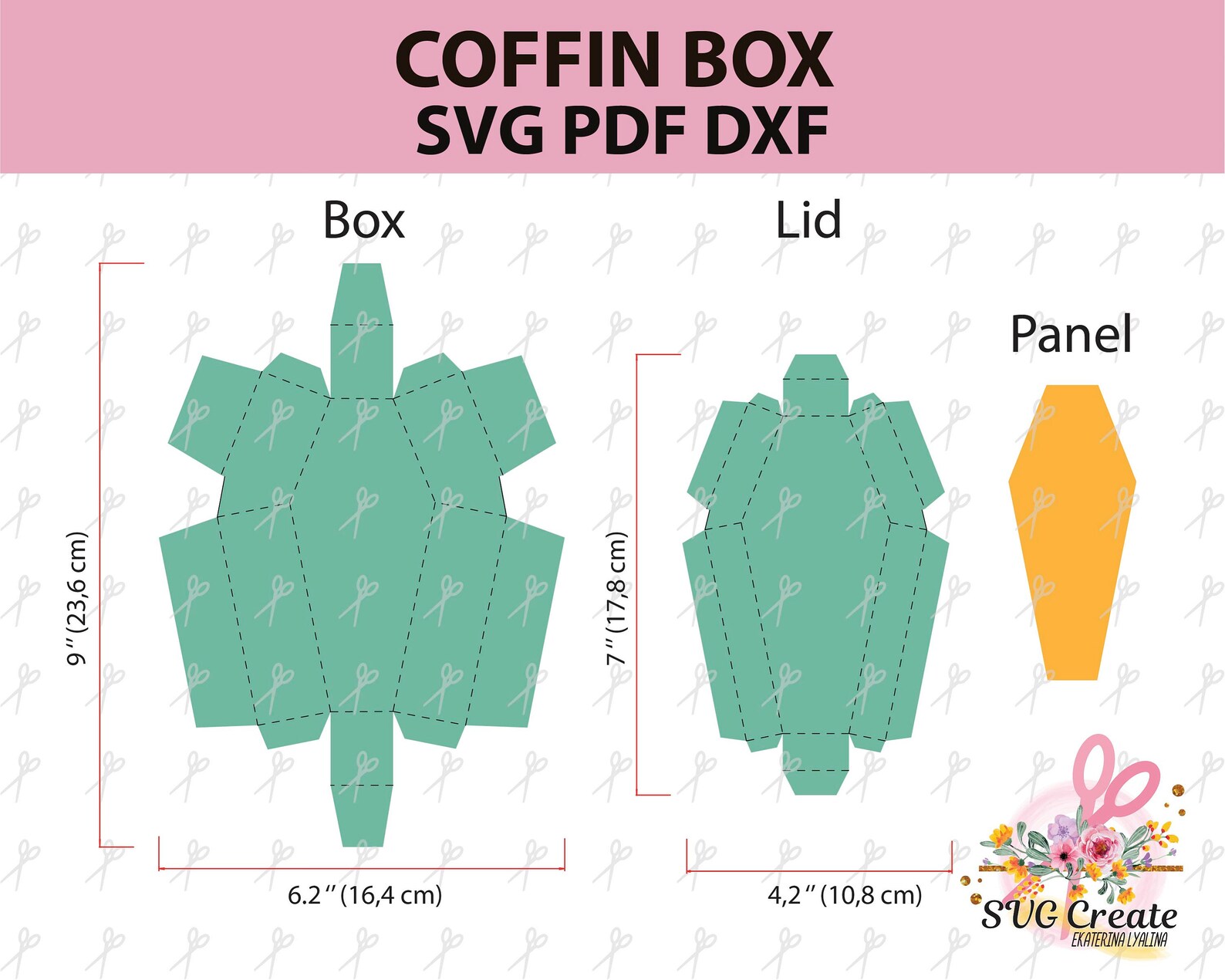 Coffin Template Pdf Svg Box, Printable Coffin Box, Coffin Pdf File ...