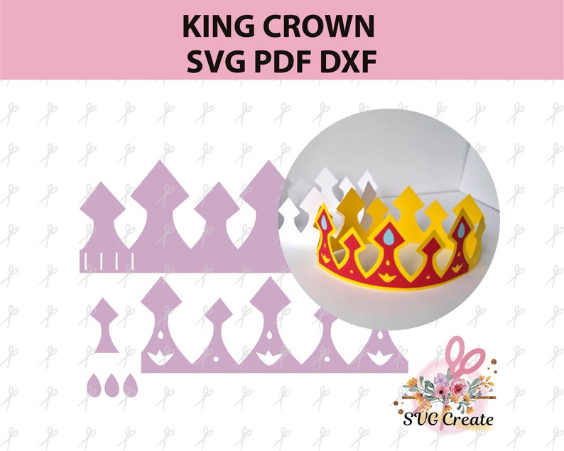 Paper Crown Svg, Tiara Svg, King Crown Pdf Template, Birthday Crown Svg ...