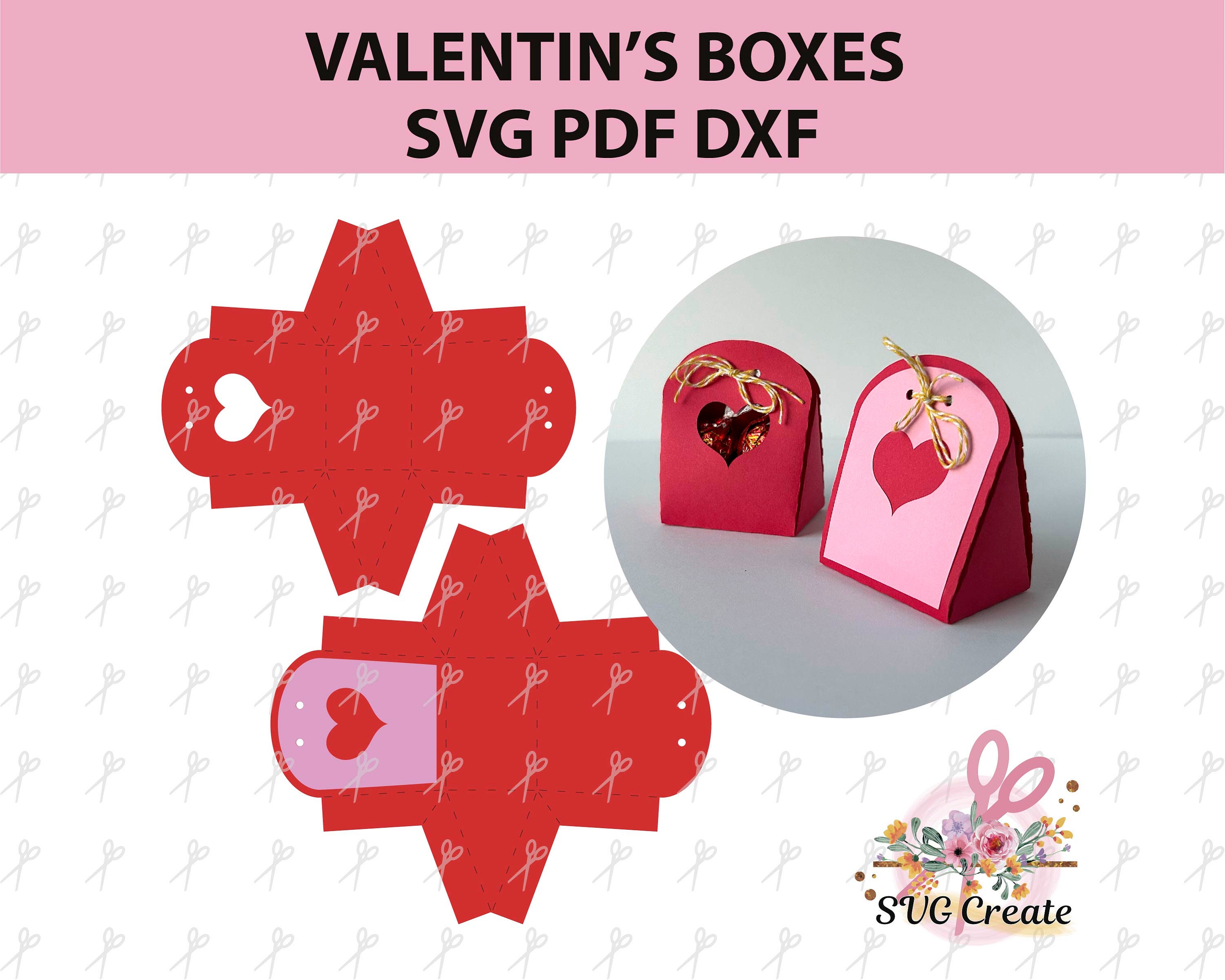 Valentin's Box Svg, Candy Box Svg, Valentin Favor Box Template - Etsy