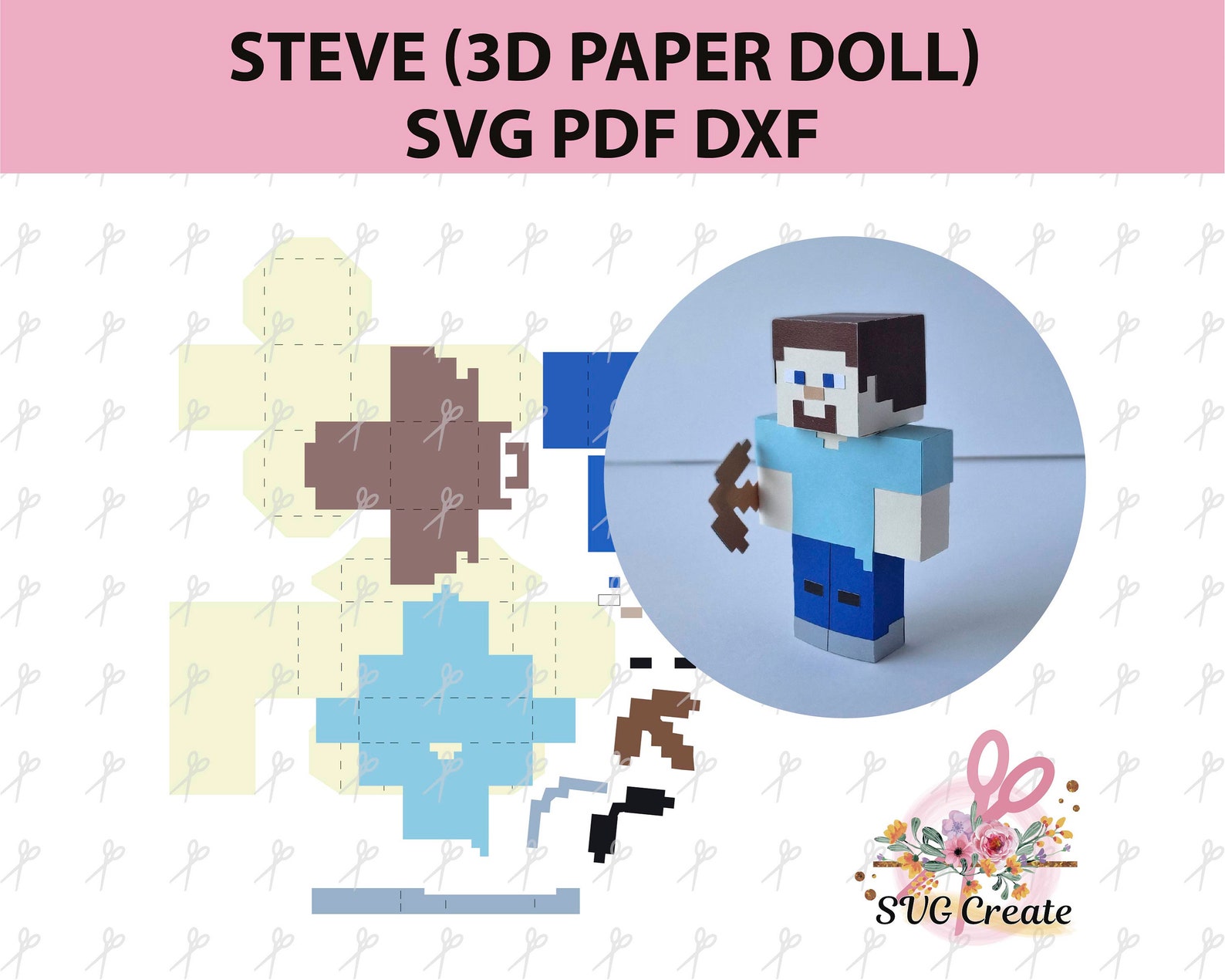 Steve 3D Paper Doll, Steve Svg, DIY Cut and Print - Etsy