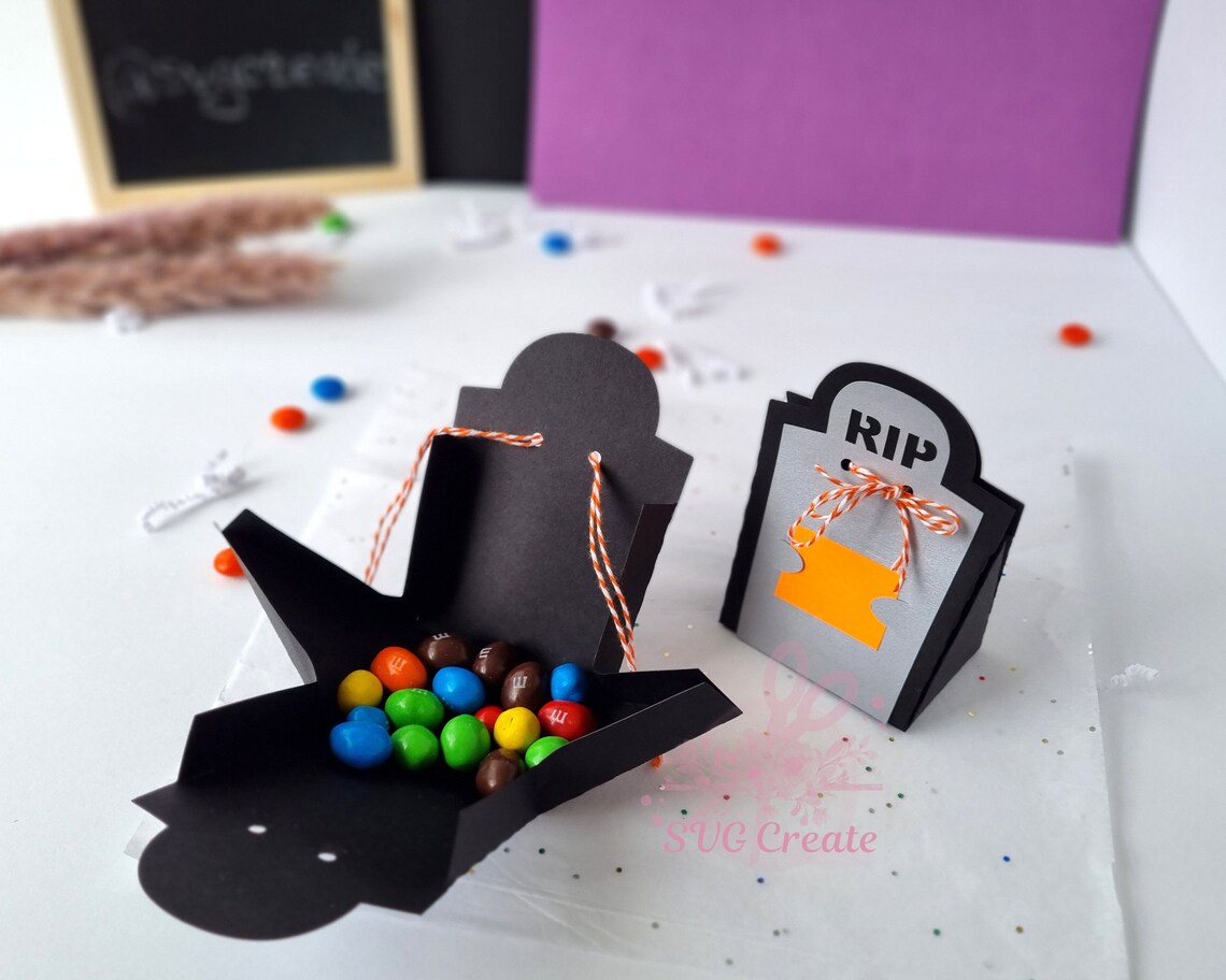 Halloween Candy Box Svg, Treat Box Template, Favor Box, Coffin Box ...