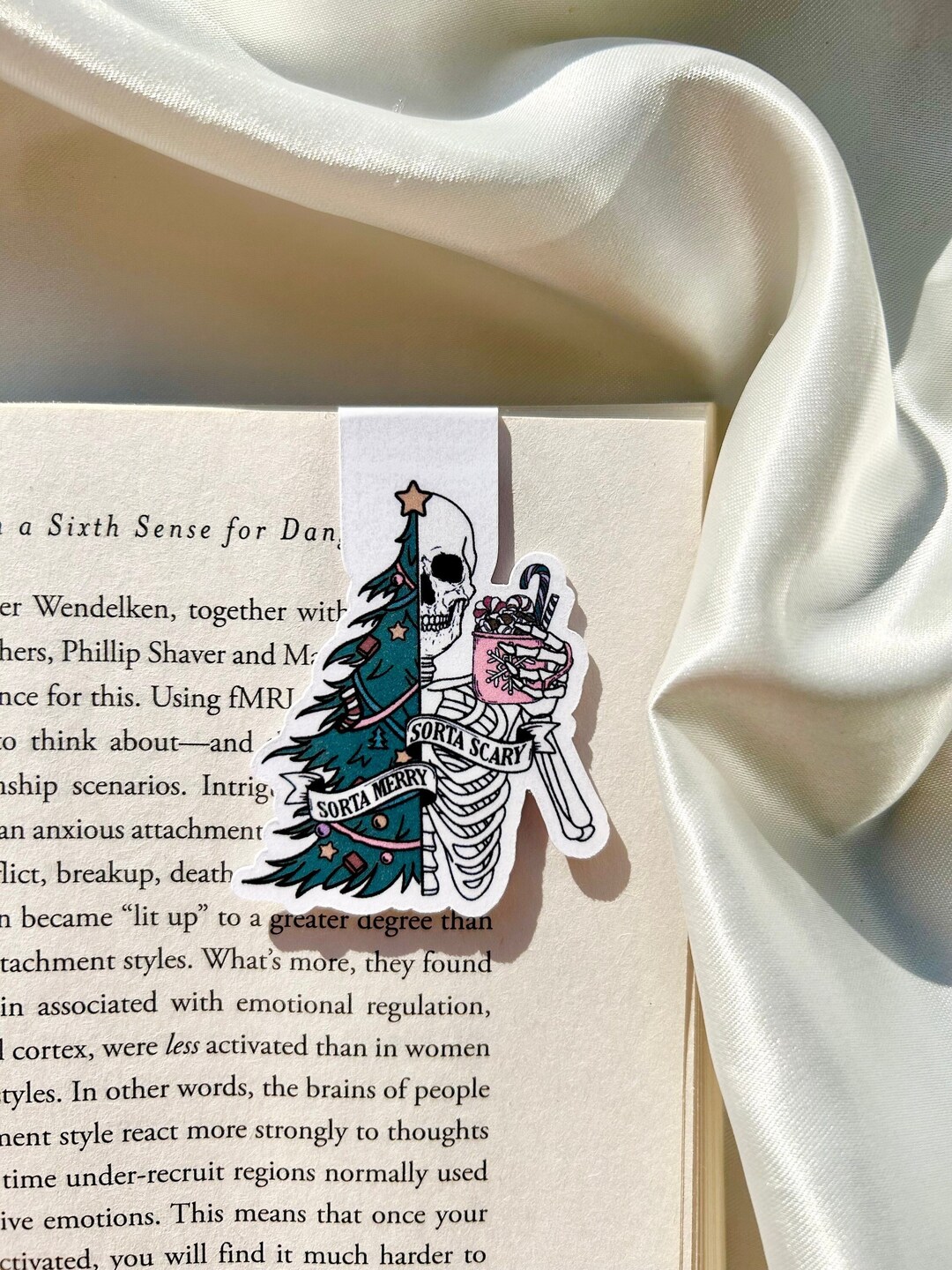 Sorta Merry Christmas Tree Skeleton Bookmark Xmas Magnetic Bookmark ...