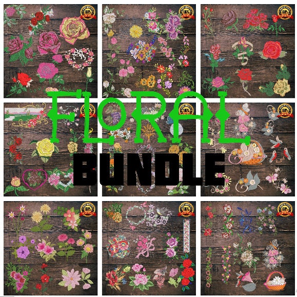 FLORAL EMBROIDERY BUNDLE Designs for Embroidery Machines, Embroidery ...