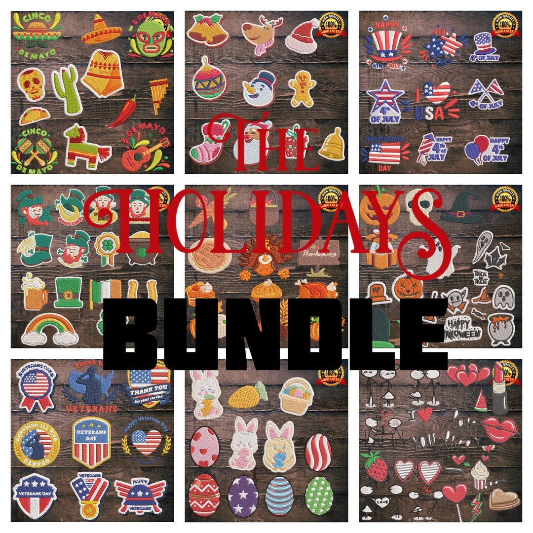 HOLIDAYS BUNDLE EMBROIDERY Designs for Embroidery Machines, Embroidery ...