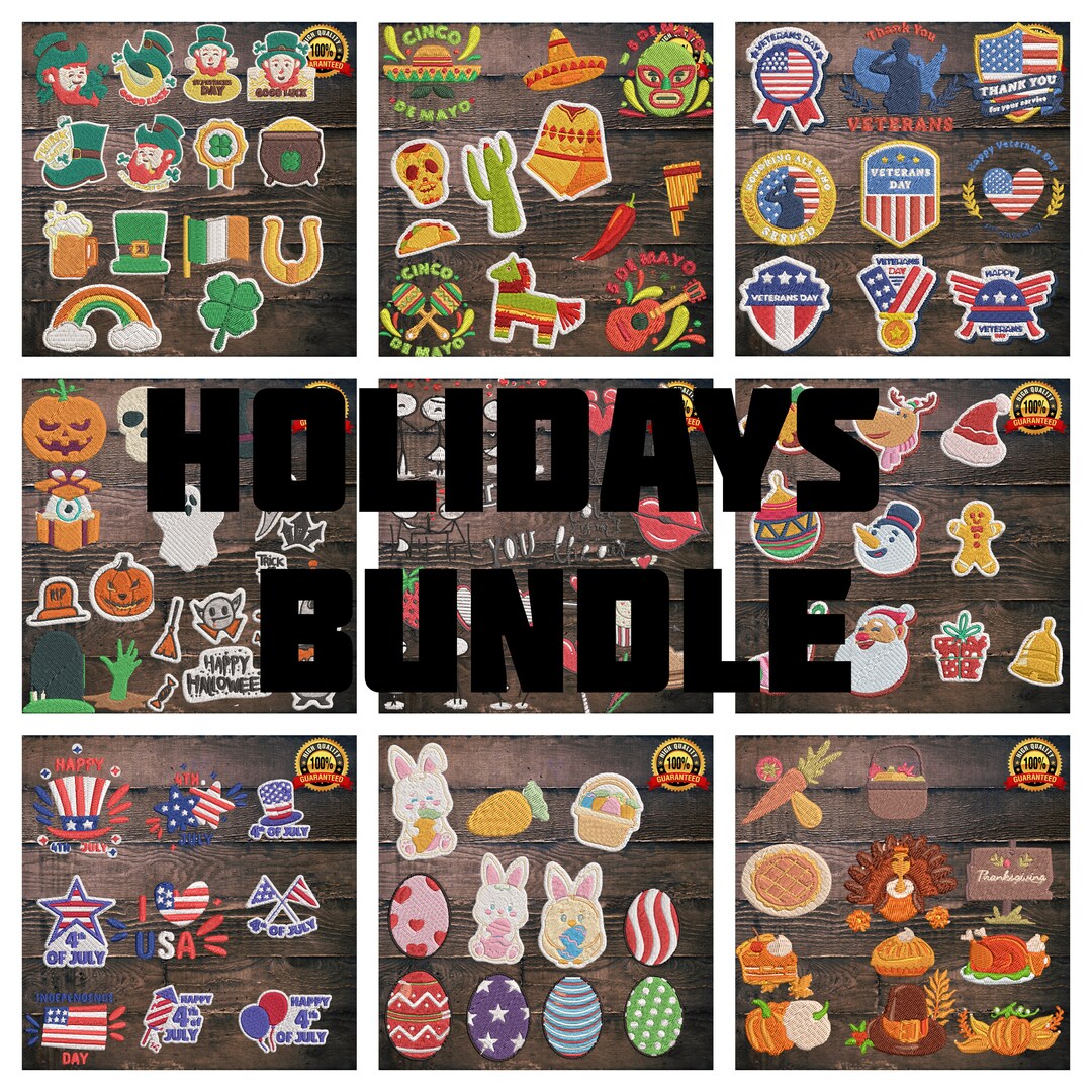 HOLIDAYS BUNDLE EMBROIDERY Designs for Embroidery Machines, Embroidery ...