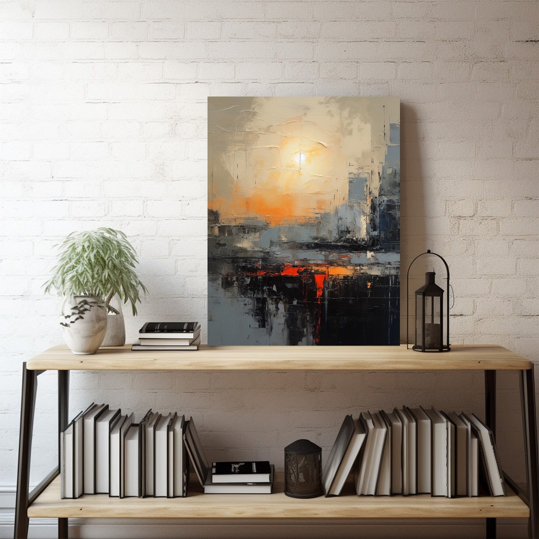 Industrial Themed Canvas Wall Art Abstract Factory Print Sunset ...