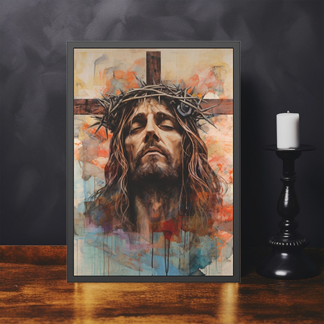 Jesus Crucifix Painting Watercolor Print Framed Poster Jesus Christ ...