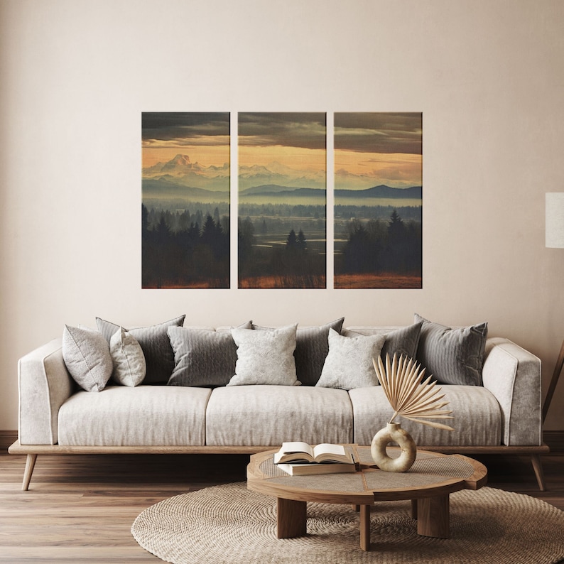Triptych Wall Art Cascade Mountains Canvas Art Pacific Northwest 3 Panel Wall Art Snohomish ...