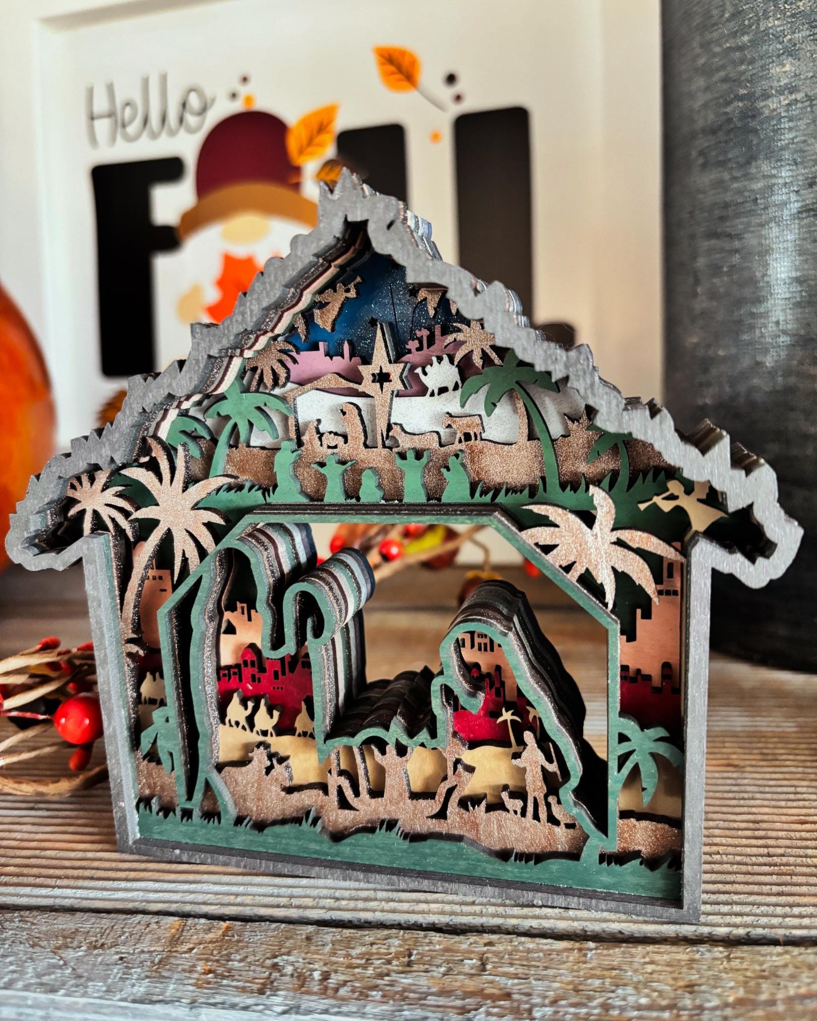 Nativity 3D Wood Art / 3D Jesus Layer / Holiday Mandala Wall Art ...