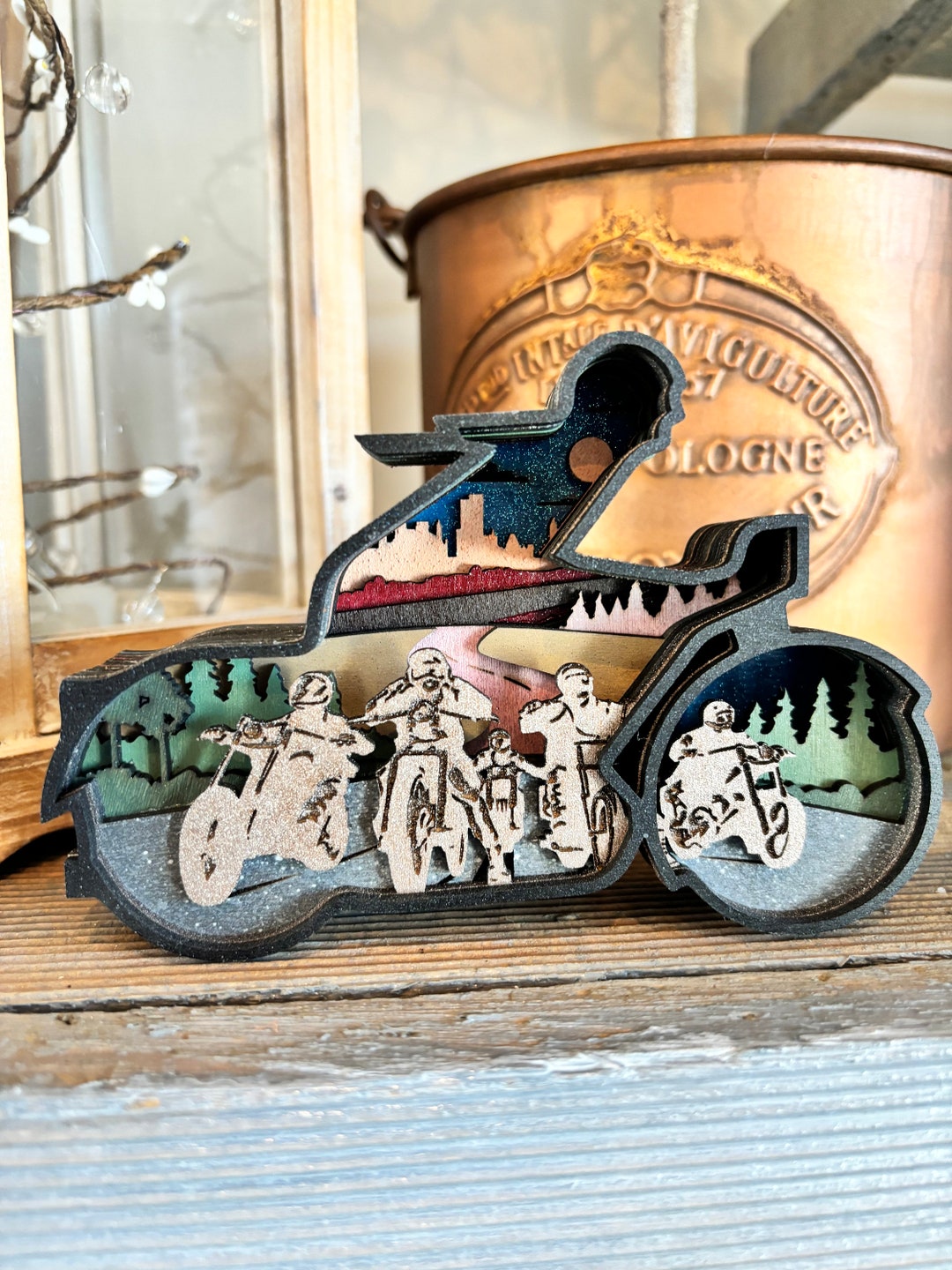 Motorcycle 3D Wood Art / 3D Motorcycle Layer / Bike Mandala Wall Art ...