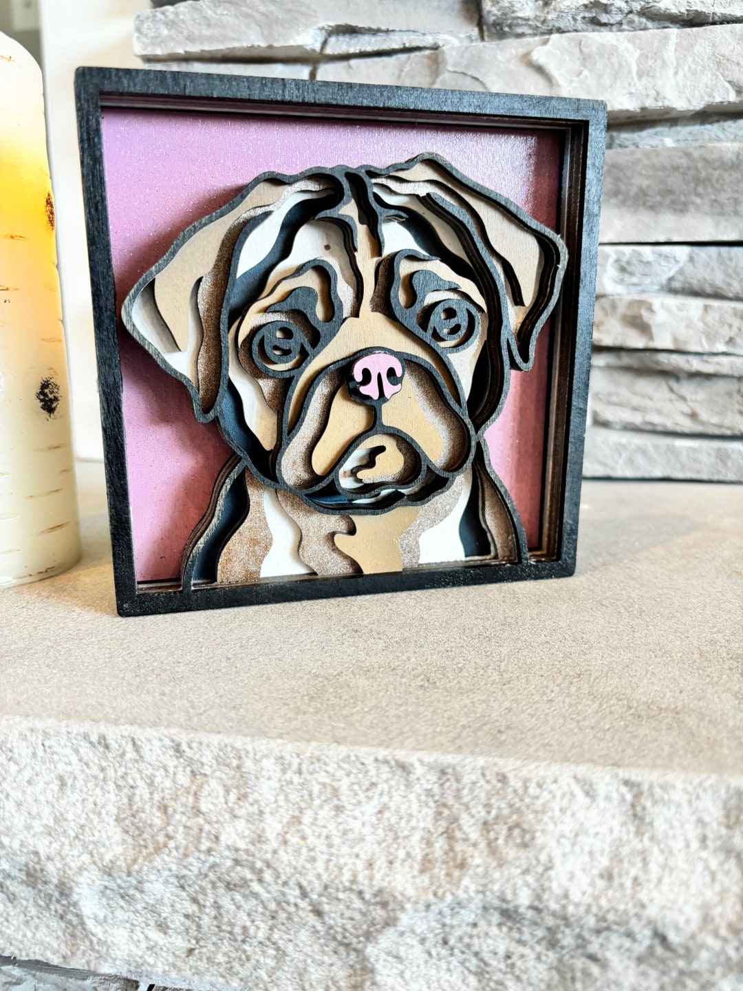 Pug Dog 3D Wood Art / 3D Dog Layer / 3D Pug Mandala Wall Art / Pet ...