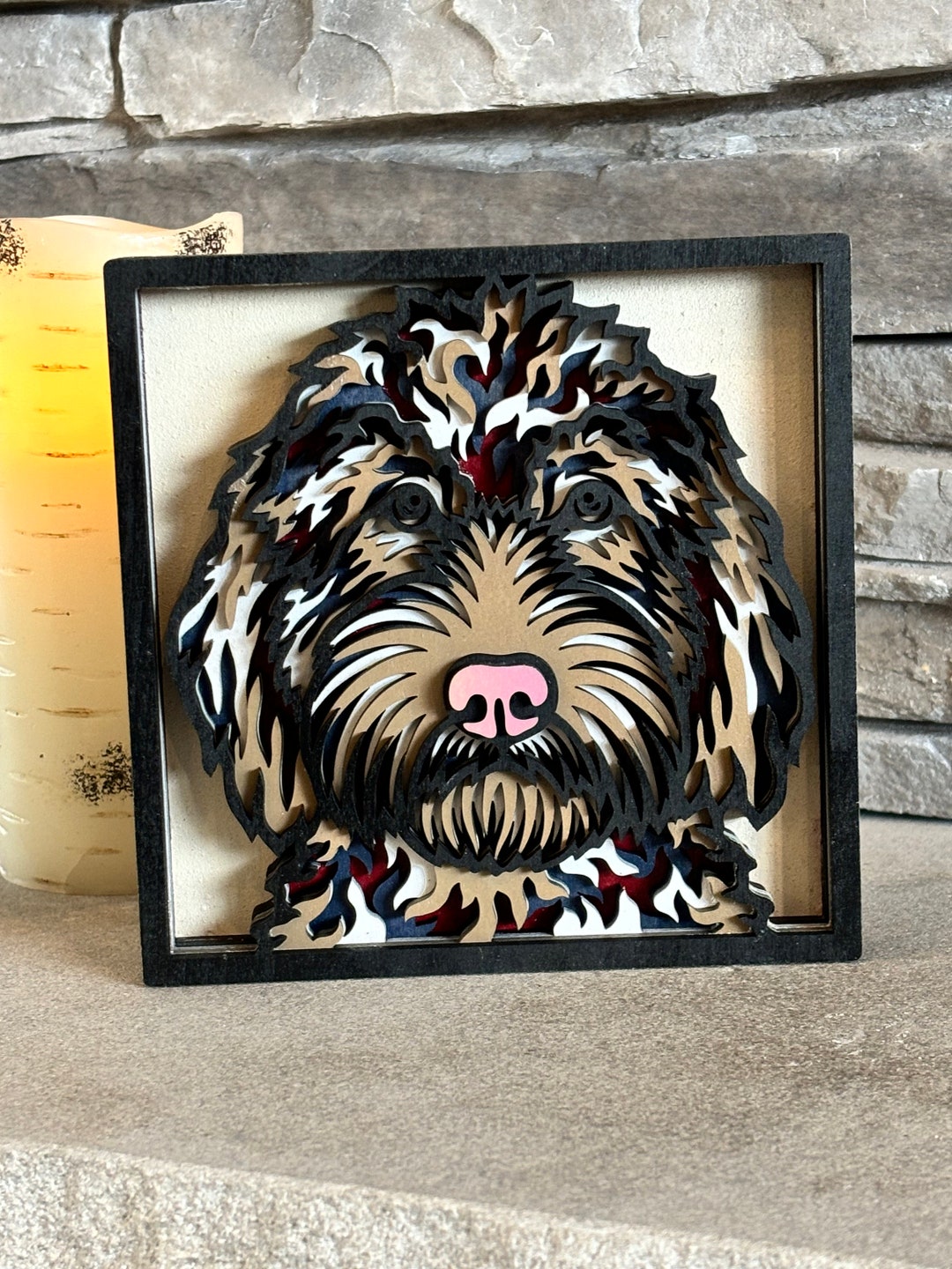 Golden Doodle 3D Wood Art / 3D Dog Layer / 3D Dog Mandala Wall Art/ Pet ...
