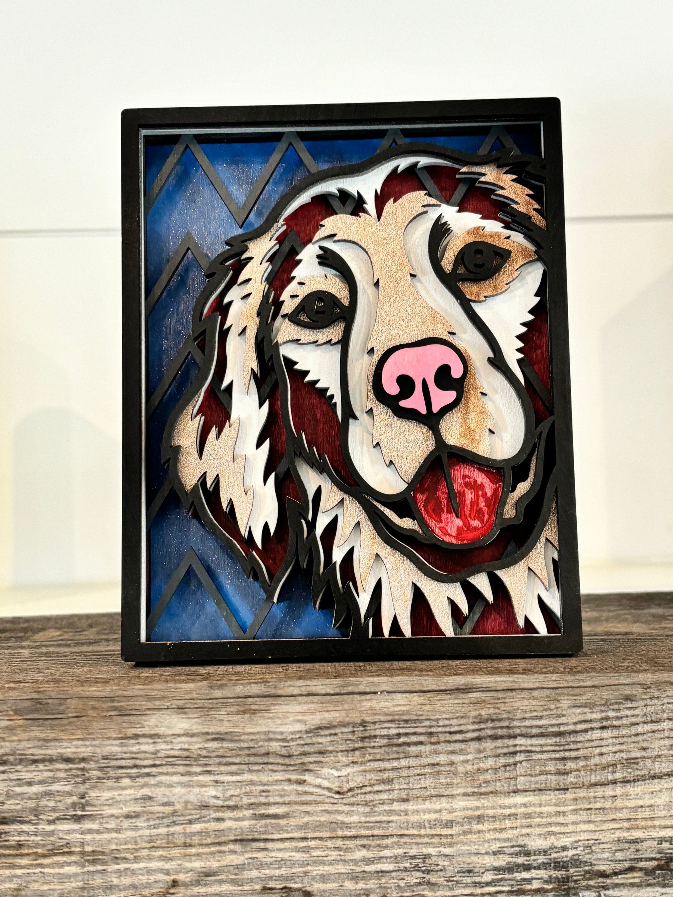 Golden Retriever 3D Wood Art / 3D Dog Layer / 3D Dog Mandala Wall / Pet ...