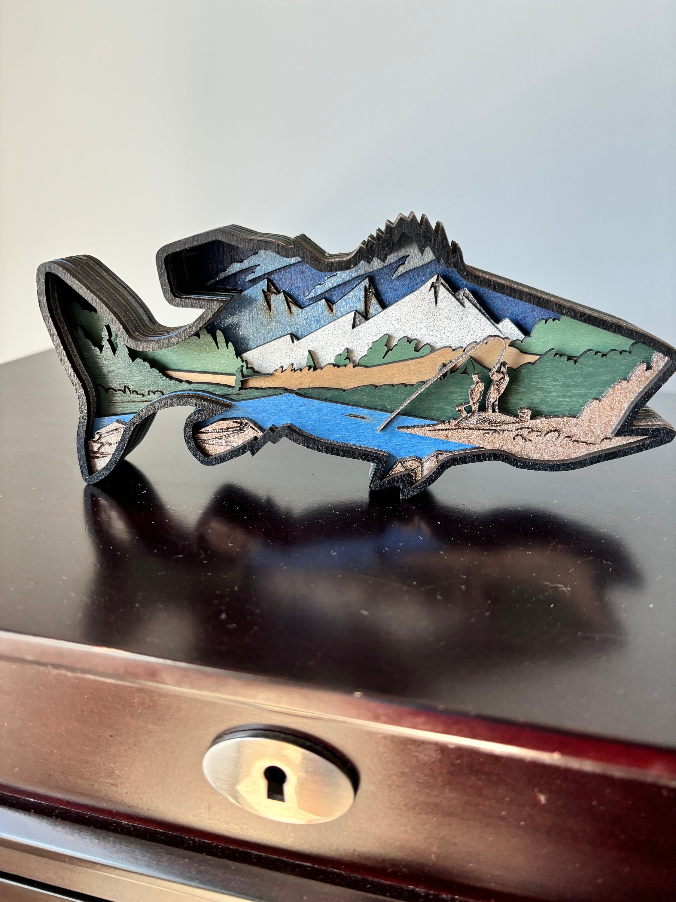 Walleye Fishing 3D Wood Art / 3D Fly Fish Layer / Camping Mandala Wall ...